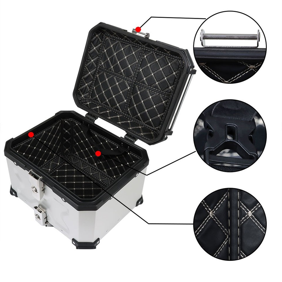 Motorcycle Silver Trunk Rear Tour Tail Box Luggage Aluminum Top Case ...