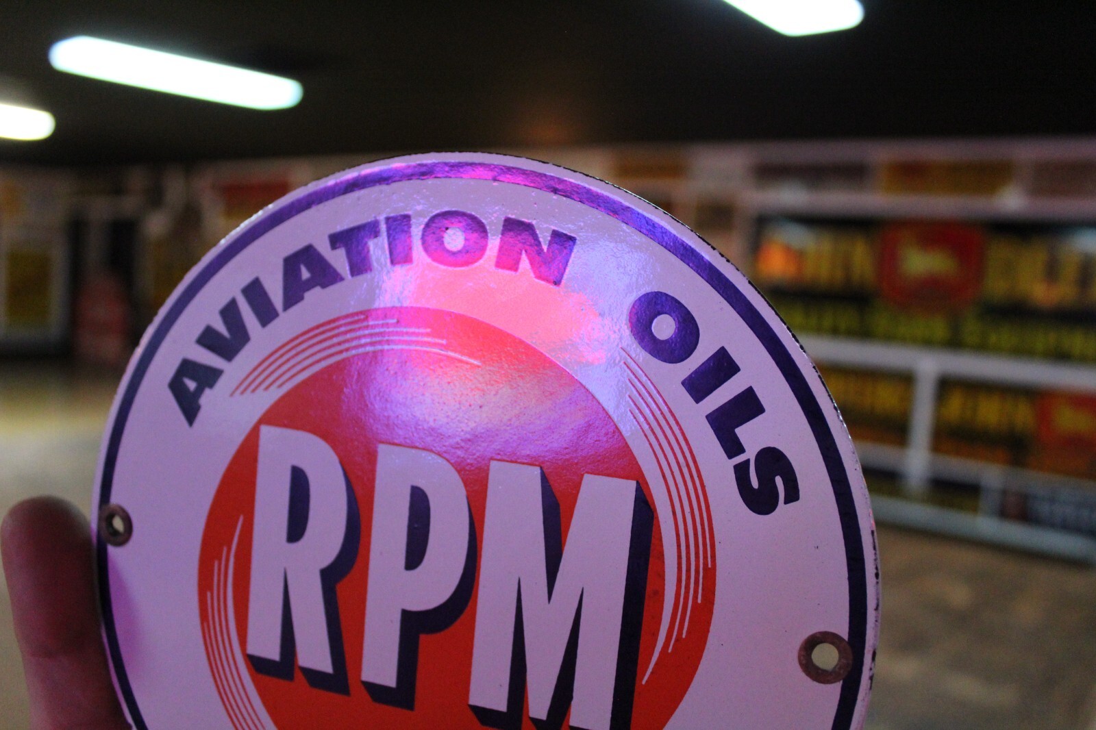 CHEVRON RPM AVIATION OILS DEALER PORCELAIN METAL SIGN GAS SODA FORD ...