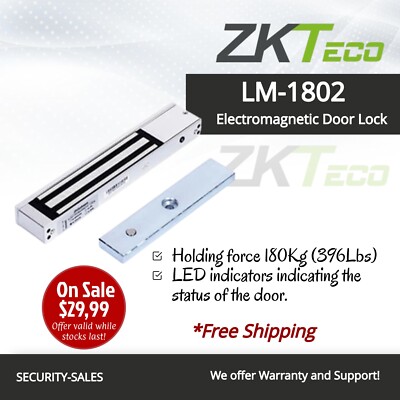LM-1802 ZKTeco up to 396 lbs Electromagnetic Door Lock with Led ...