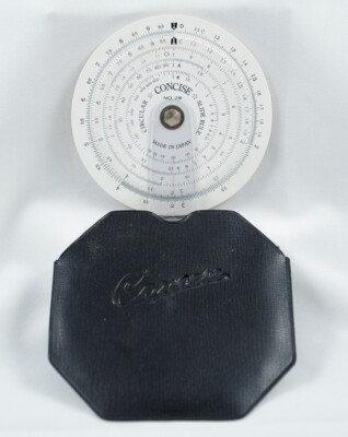 Concise No 28 Circular Slide Rule w/Pouch Fluid Power Inc Promo Made In ...