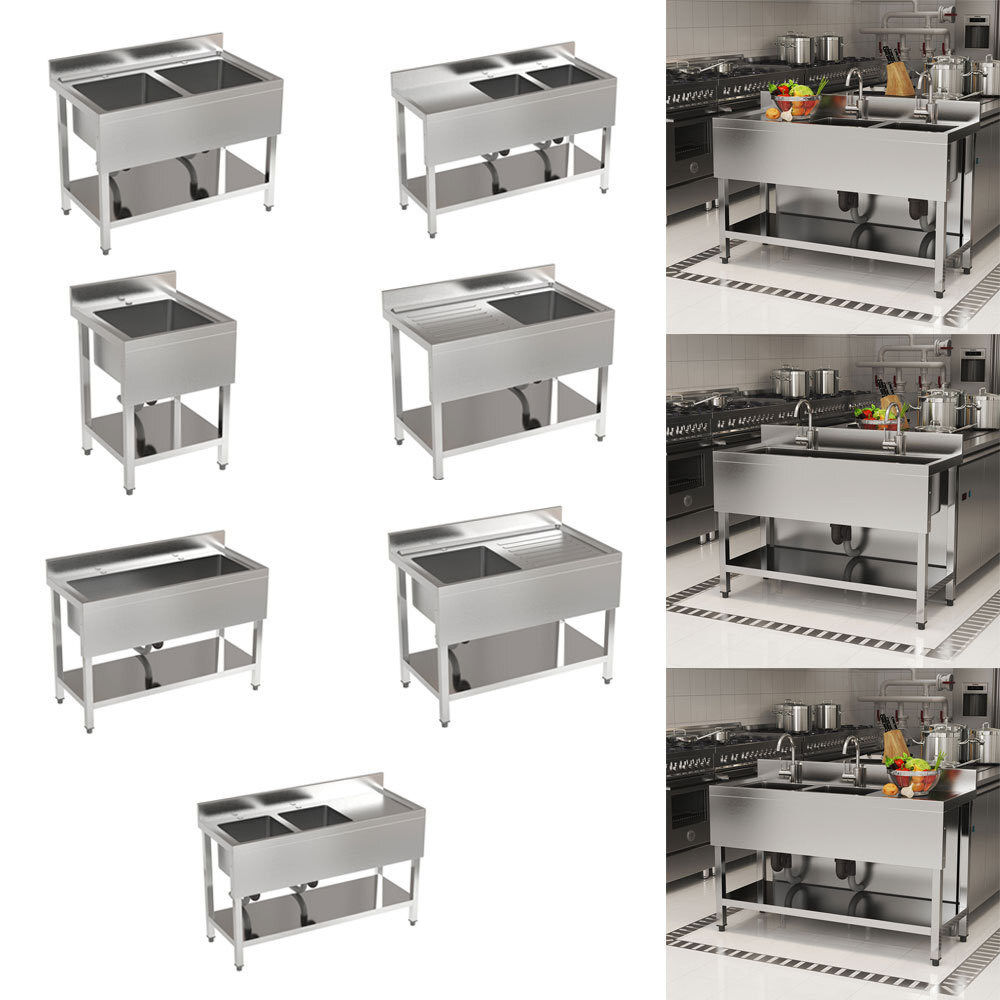 Stainless Steel Catering Sink Commercial Kitchen Drainer Unit Storage ...