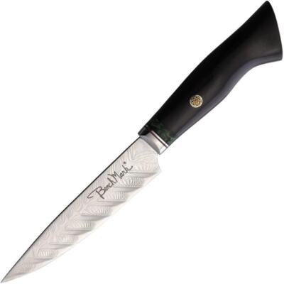 BenchMark Utility Kitchen Knife 5" Damascus Steel Blade Rosewood And ...