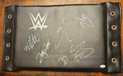 WWE CODY RHODES, Becky LYNCH SETH ROLLINS+ Autographed Turnbuckle Pad ...