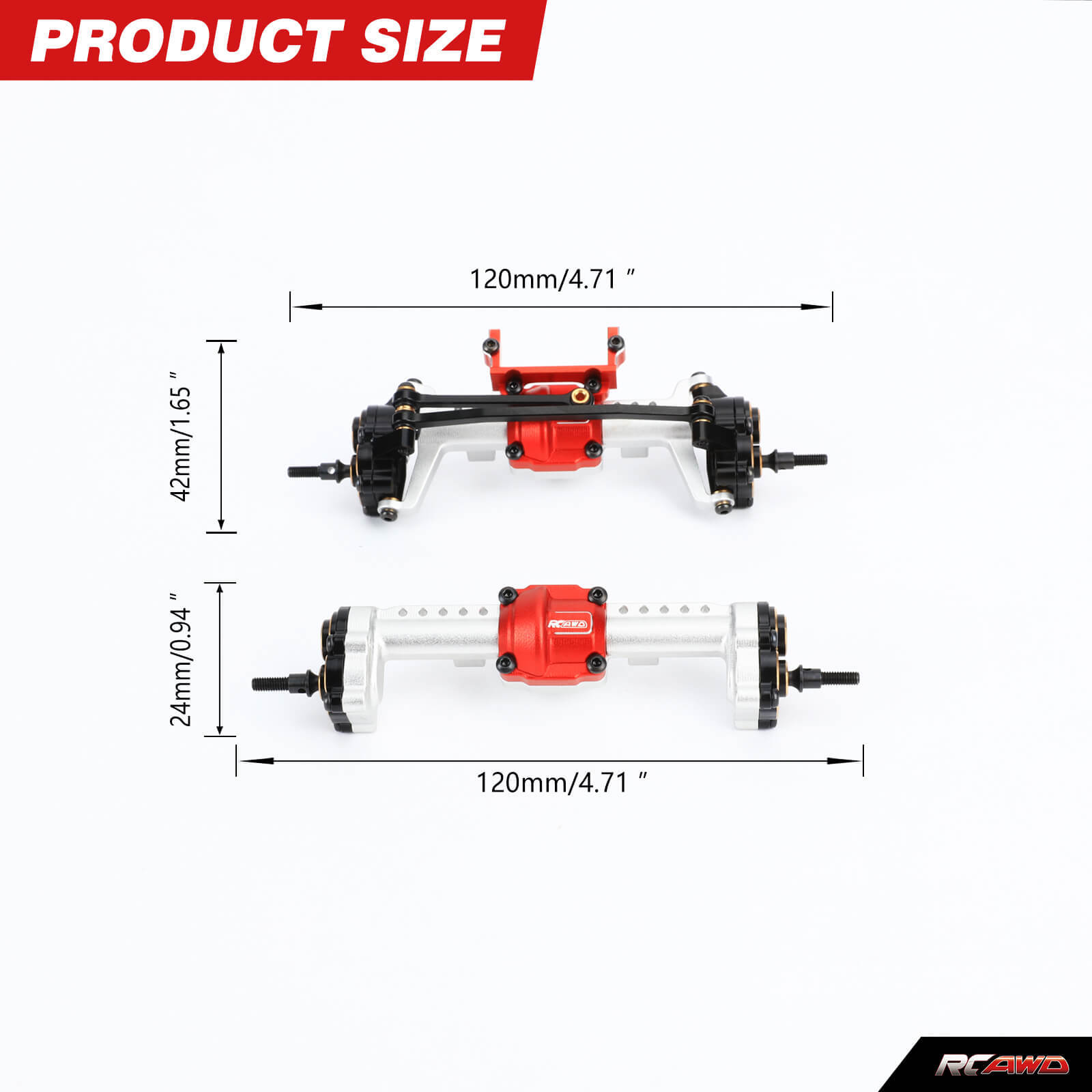 RCAWD Front Rear Portal Axle & Diff Locker for 1/24 FMS FCX24 FMS LC80 ...