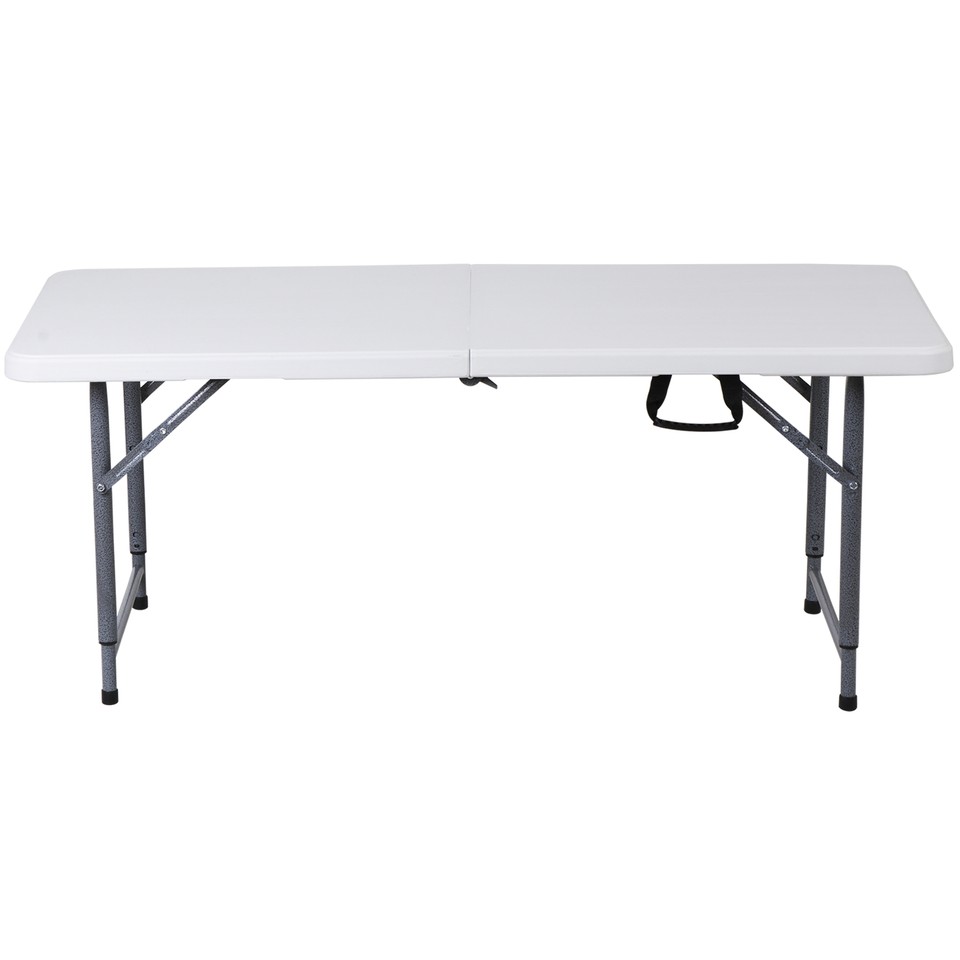 Folding Table Adjustable 4FT Plastic Table Picnic Camping w/Carry ...