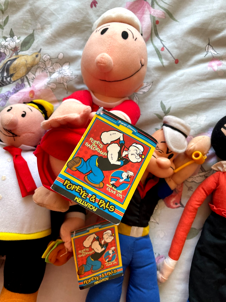 A COLLECTION OF VINTAGE SOFT POPEYE TOYS OLIVE SWEEPEA WIMPY POPEYE BLUTO+TAGS | eBay UK