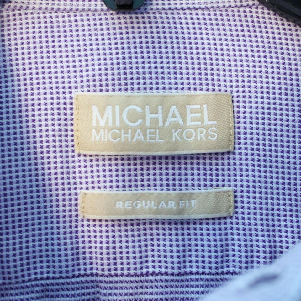 Mens Button Down Dress Shirt Michael Kors Purple Casual | eBay