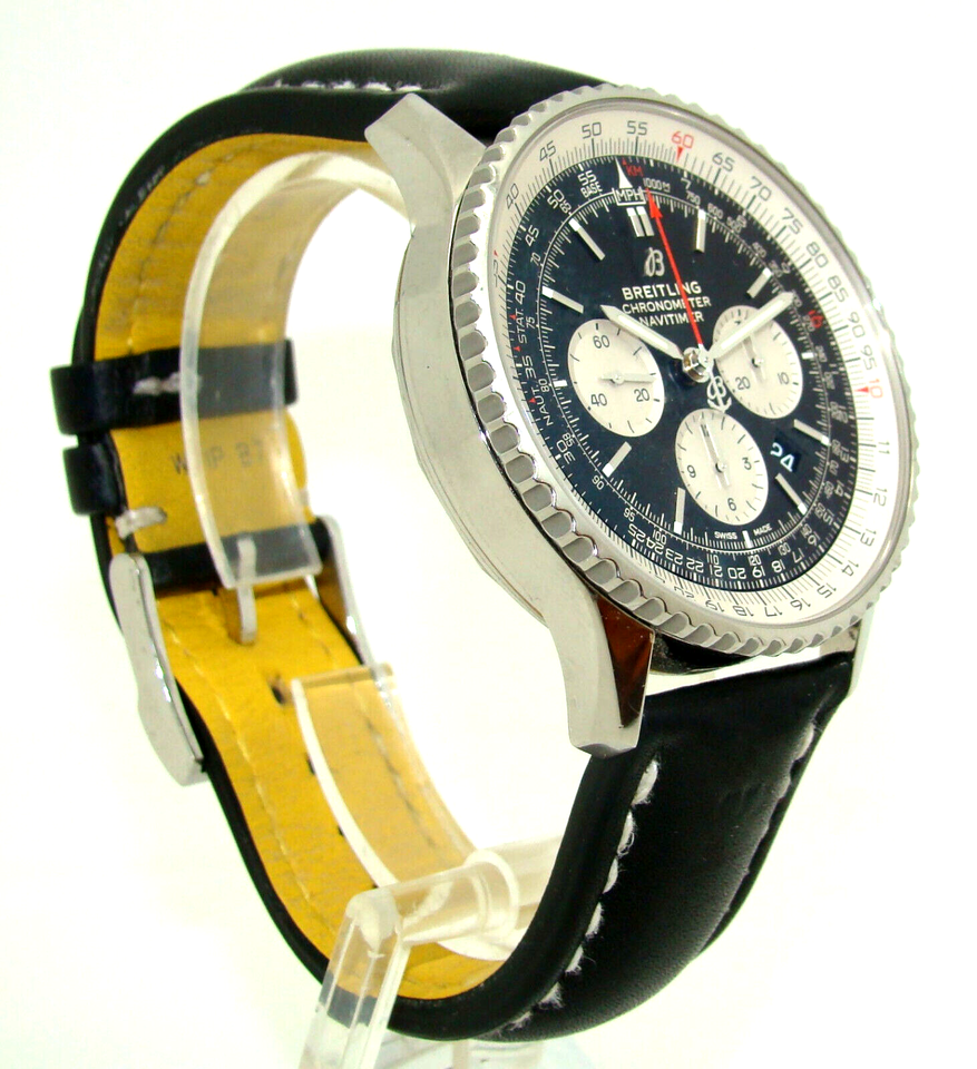 BREITLING 46mm NAVITIMER 01 STEEL AUTOMATIC CHRONOGRAPH WATCH AB0127 C ...