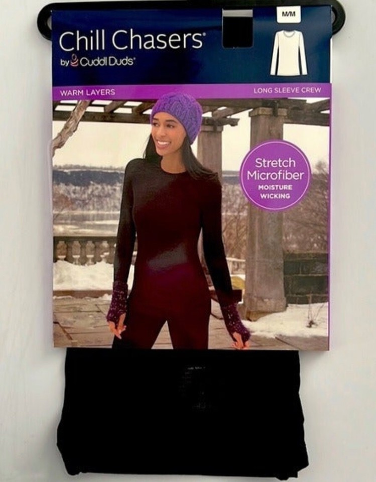 Cuddl Duds Chill Chasers Stretch Microfiber Long Sleeve Crew Top CD8485 ...