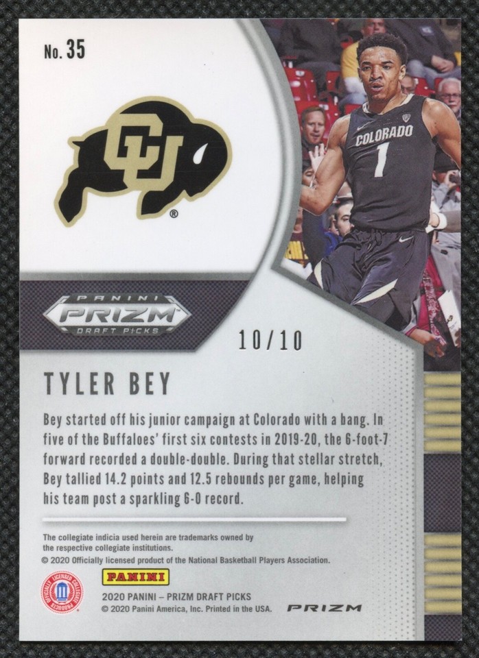 2020 Panini Prizm DP Tyler Bey Rookie 10/10 Gold Prizm | eBay