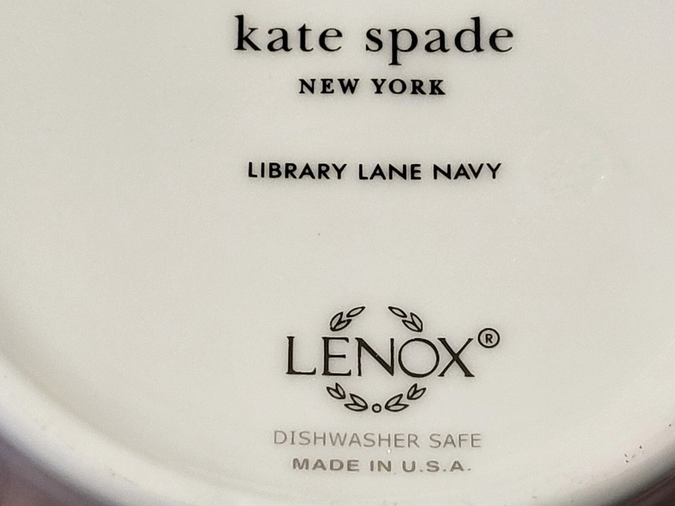 Lenox Kate Spade Library Lane Fine Bone China Navy/Black Cup Set of 4 ...