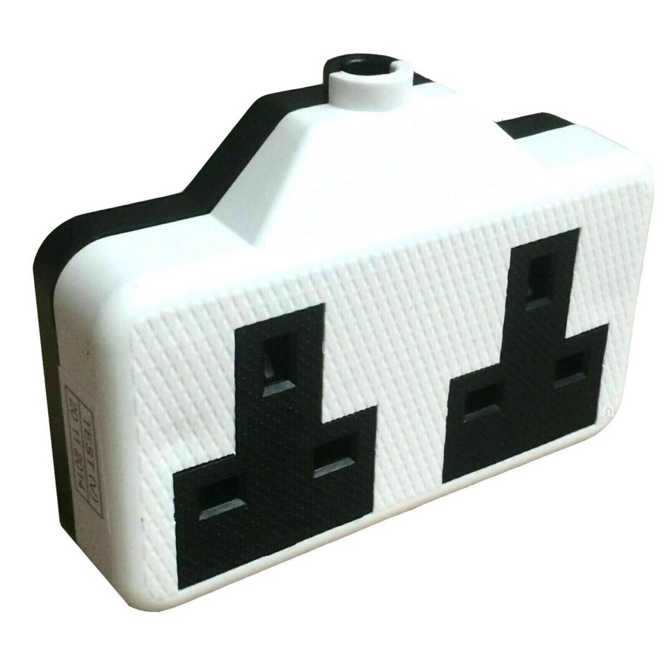 13 Amp Pro Elec 2 Gang Rubber Socket 13A Heavy Duty Mains Electrical ...