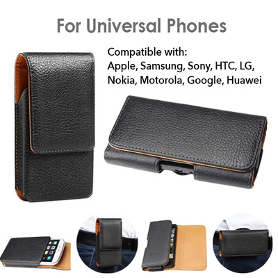 PU Leather Case Cover Pouch Flip Belt Clip for Universal Smart Phones ...
