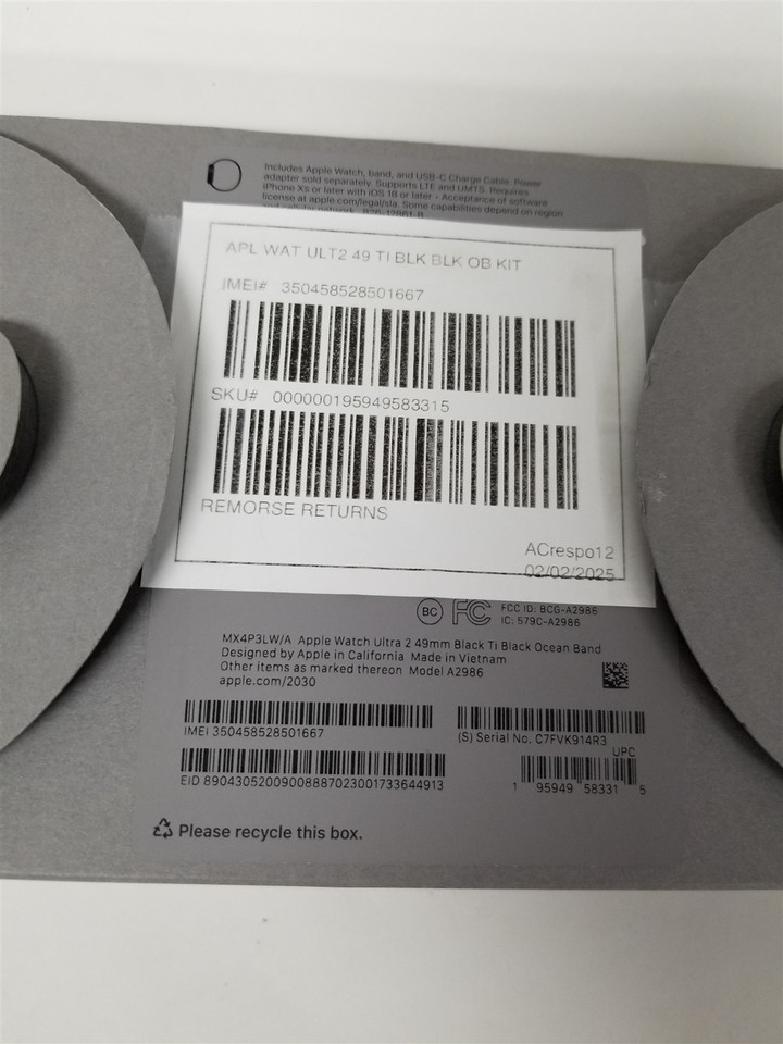 Apple Watch Ultra 2 49MM A2986 Black Titanium Ocean Band Unlocked VG ...