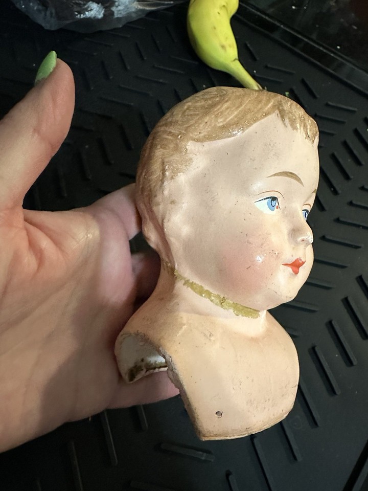 Antique Papier Paper Mache Baby Doll Head Only cute | eBay