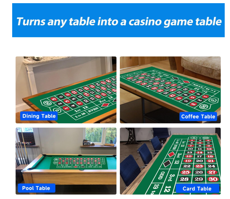 36x72" Casino Roulette Layout Felt, Roulette Tabletop Mat, Roulette ...