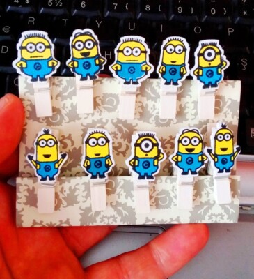 30pcs. Mini Cartoon Cute Minion Wood Clips Handicrafts Photos Paper ...
