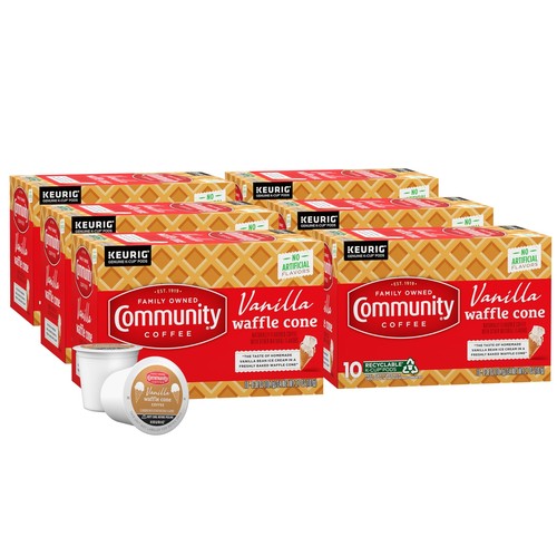 Community Coffee Vanilla Waffle Cone Coffee Pods Ice Cream Flavored ...