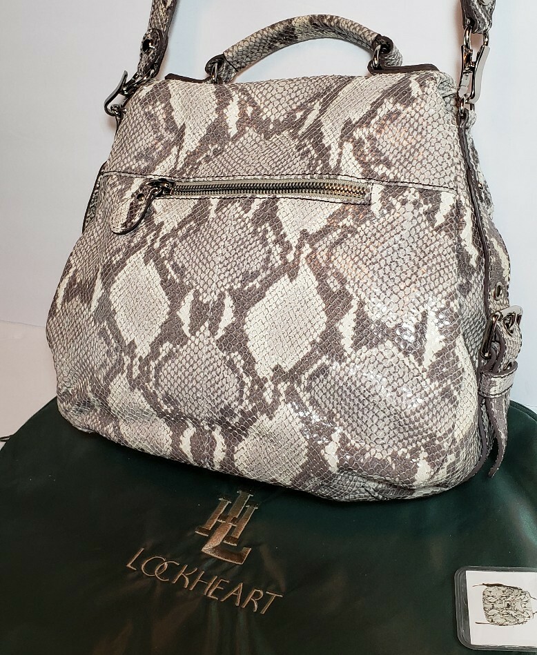 LOCKHEART MAGGIE SNAKE EMBOSSED LEATHER SHOULDER CROSSBODY PURSE ...