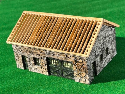 HO or N Scale Stone Warehouse Train Scenery Building White and ...