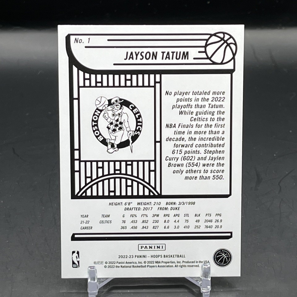 2022-23 Panini NBA Hoops Jayson Tatum Purple Parallel #1 Boston Celtics ...