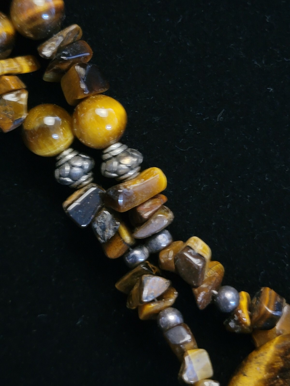 Vintage Tiger Eye Necklace Sterling Estate Find - Gem