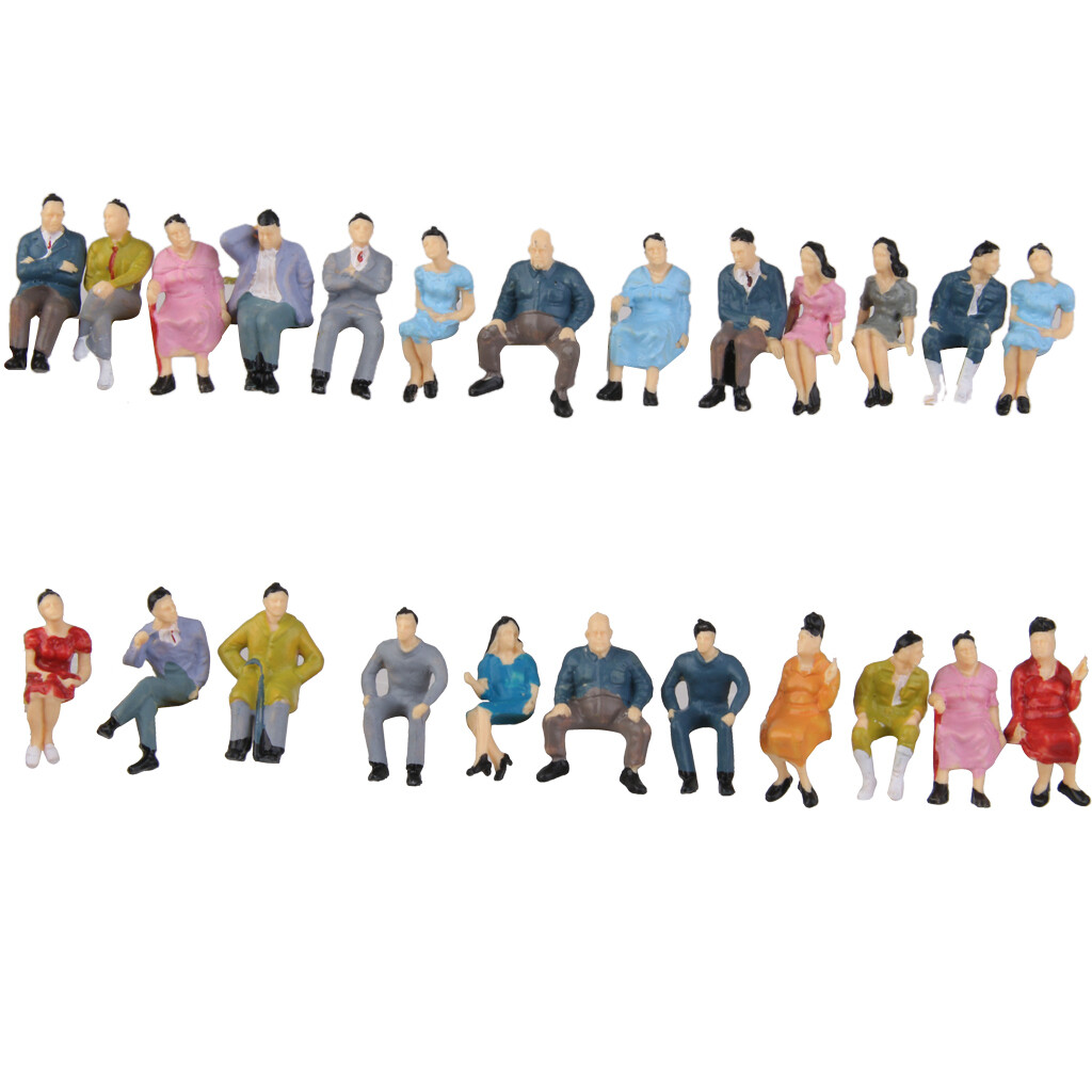 50pcs O Gauge Models Railway Painted Train Figures Seated People Scale ...