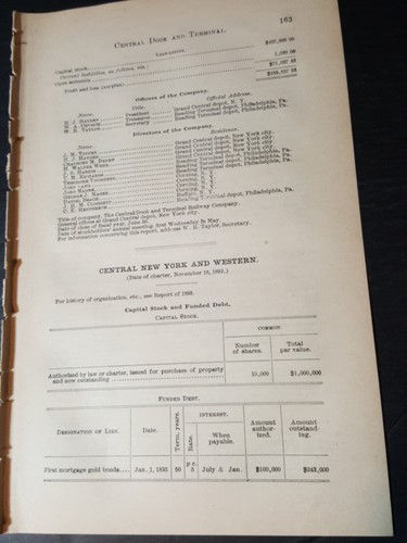 1895 train report CENTRAL NEW YORK & WESTERN RAILROAD Belfast to ...