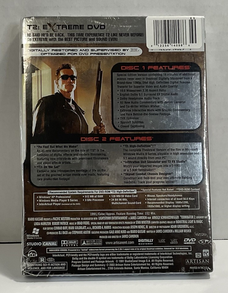 TERMINATOR 2: JUDGEMENT DAY T2 - THE EXTREME DVD EDITION (DVD, 2003, 2 ...