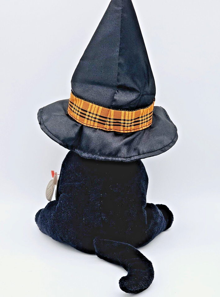 2005 9" TY Pluffies Halloween MERLIN Black Cat Witch Plush TyLux Tags ...