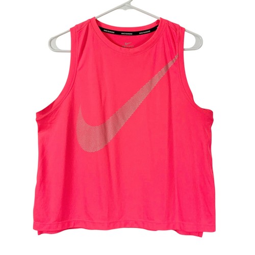 Nike Running Tank Top Women Large Neon Pink Dri FIT Racerback Athletic ...