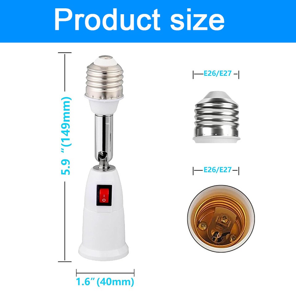E26/E27 Light Bulb Socket Splitter Adjustable Bulbs Socket Connector ...
