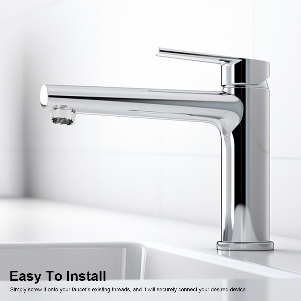 2pcs 18mm To 22mm Brass Faucet Adapter Silver Leakproof With Washers ...