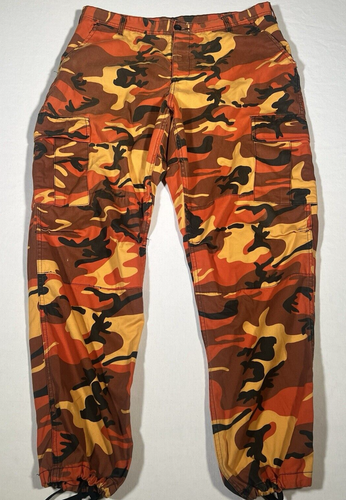 Rothco BDU Pants 38x30 Orange Fall Camo Cargo Button Fly Drawstring ...