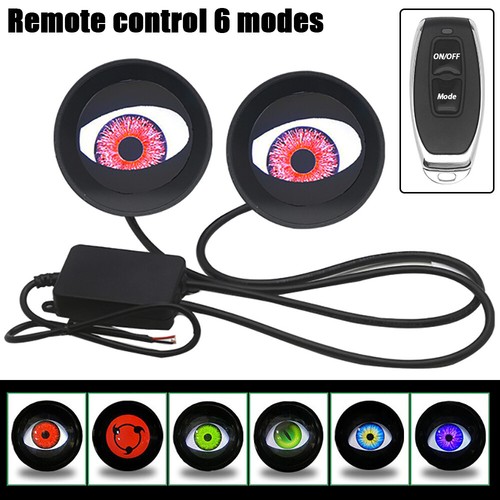 Remote Control LED Headlight Dynamic LED Devil Eyes Red/Green/Purple ...