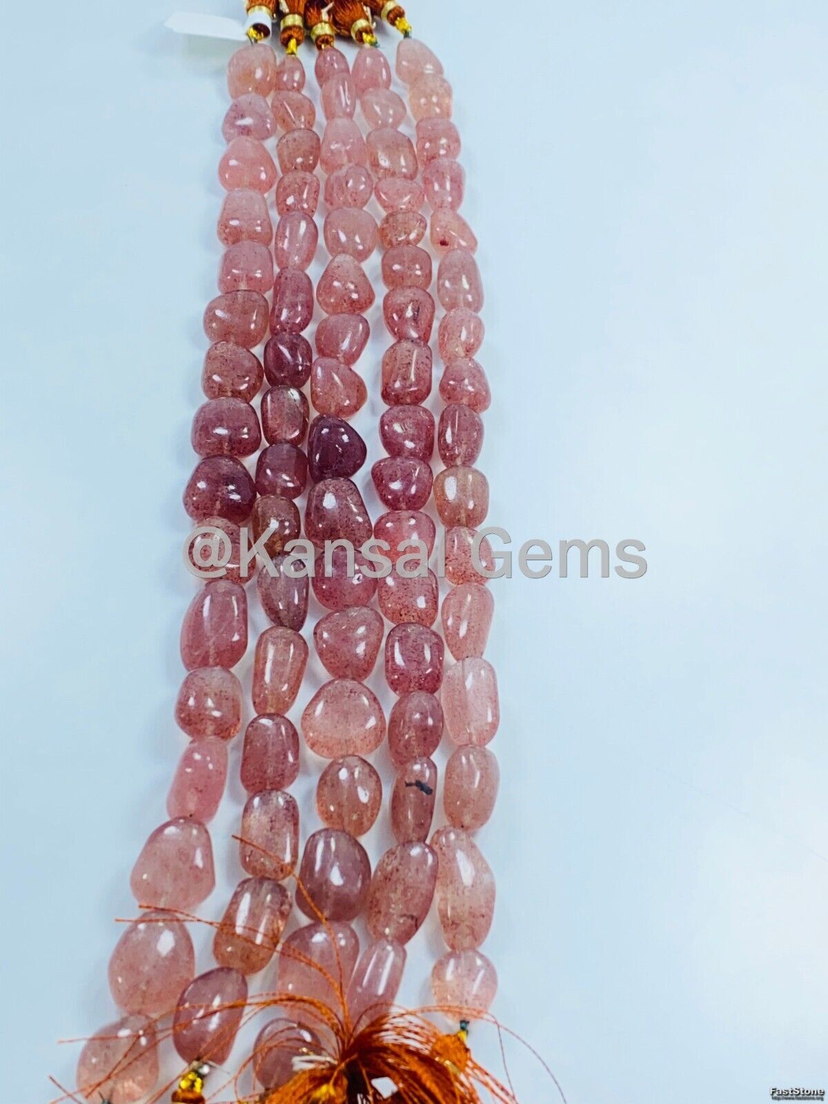 Beads Strawberry Faceted Quartz Rondelle Natural Gemstone Strand Mm ...