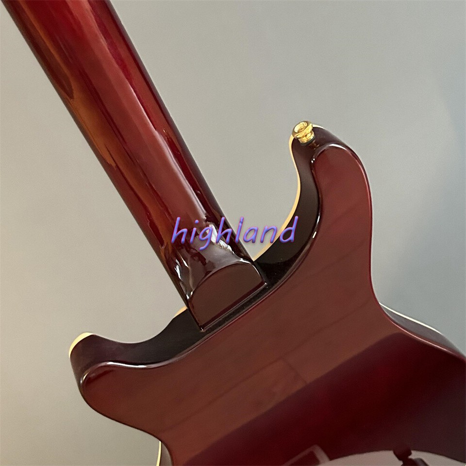 Solid Body Red 12 String Electric Guitar Quilted Maple Top Gold ...