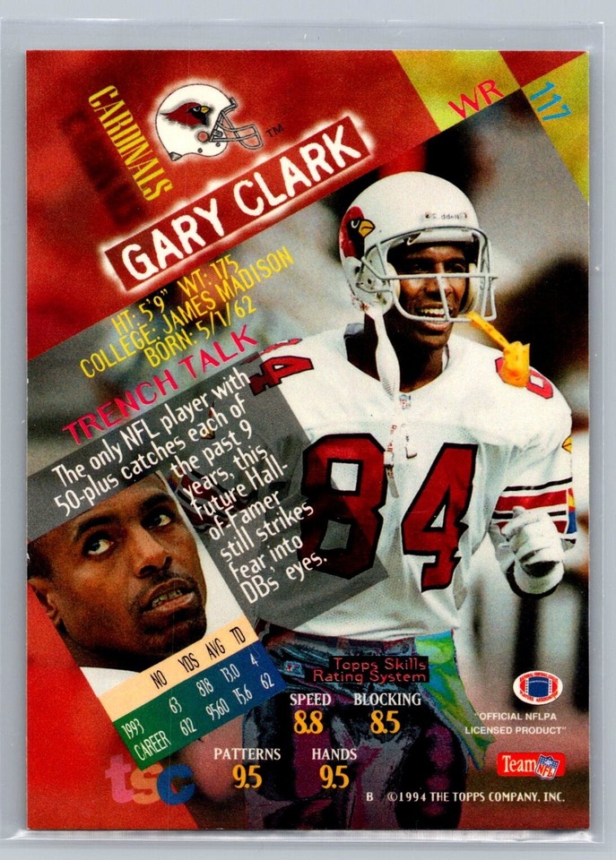 1994 TOPPS STADIUM CLUB CARD # 117 Gary Clark - Arizona Cardinals | eBay
