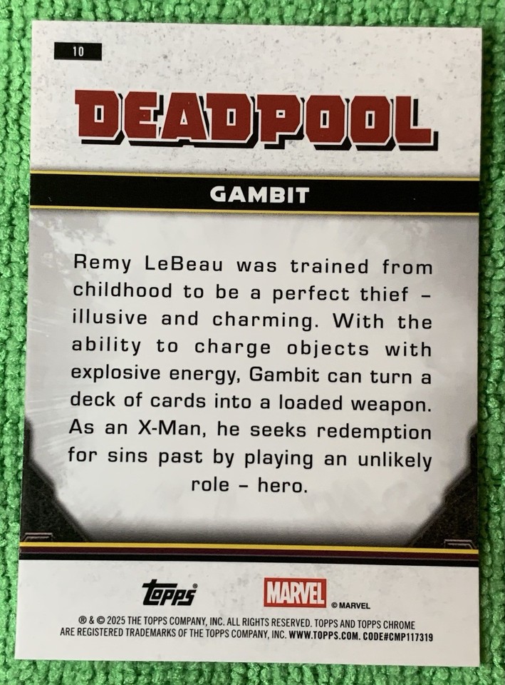 2025 Topps Chrome Deadpool Gambit Yellow Wave Refractor #/399 | eBay