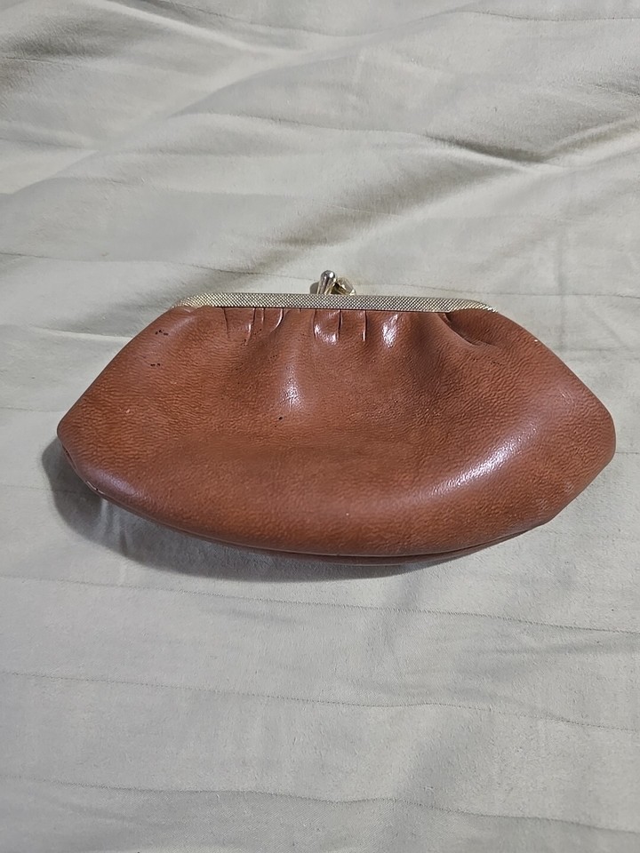Vtg Brown Coin Purse ,kiss Lock Clasp!!!! | eBay