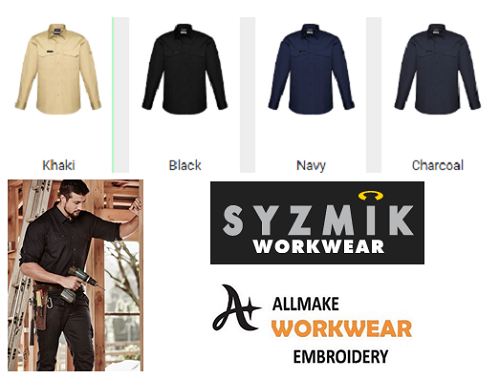 Syzmik Workwear RipStop Shirt Long Sleeve Work Shirt ZW400 | eBay Australia