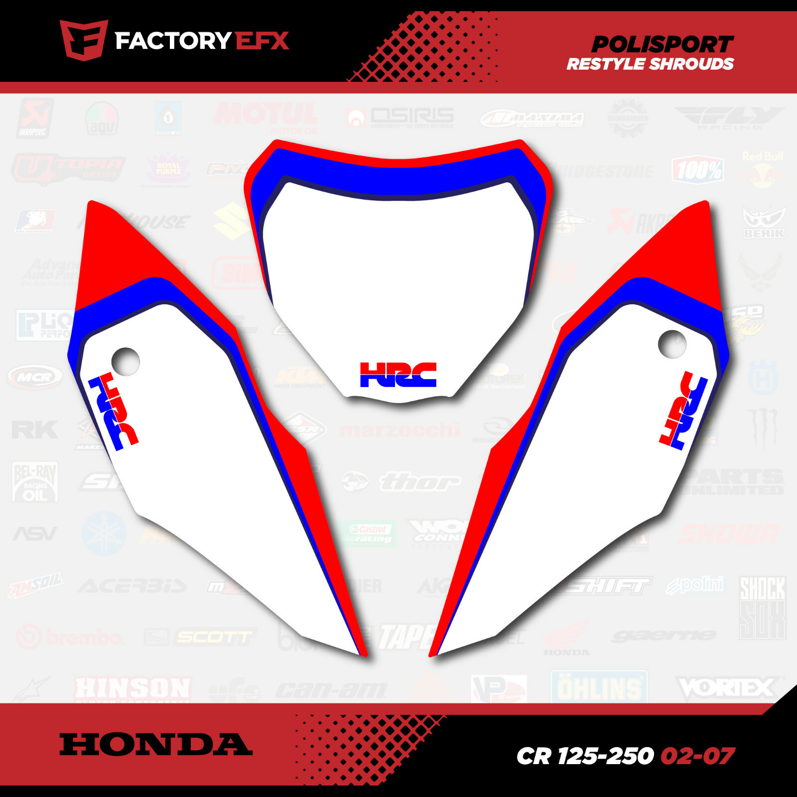 CR125 CR250 Number Plate Graphics for Polisport Restyle kit fits Honda ...