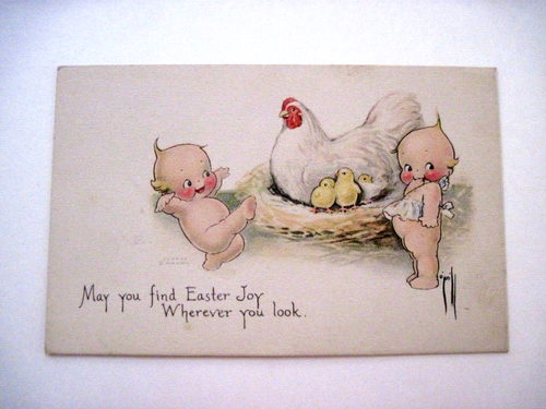 Adorable 1918 Easter Postcard w/ "Kewpie's" by "Rose Cecil O'Neill ...