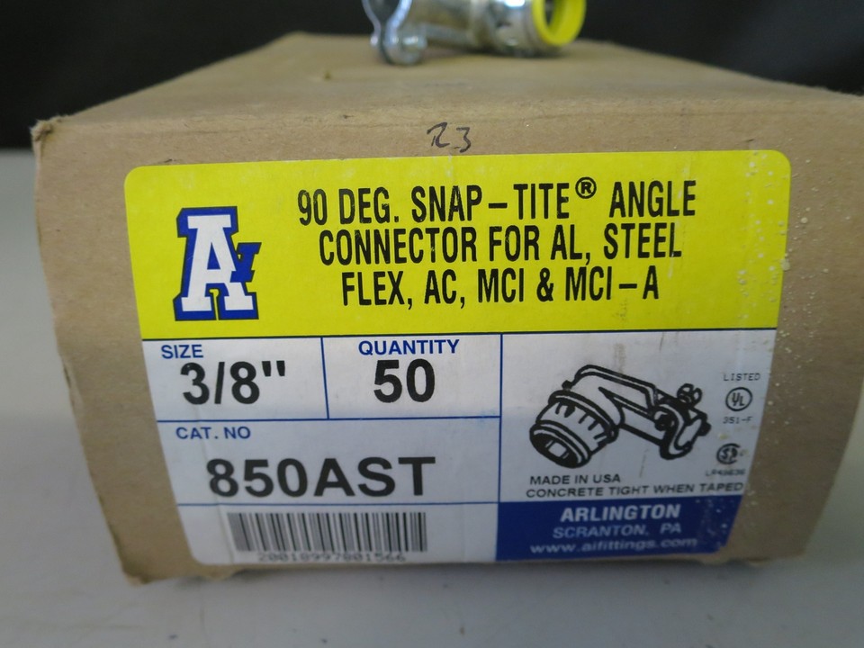 50ct. Snap-Tite 90 Degree Angle Connector All Steel Flex 3/8" Arlington ...
