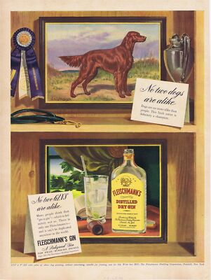 1941 Fleischmann's Gin Irish Setter Edwin Megargee Art Print Ad | eBay