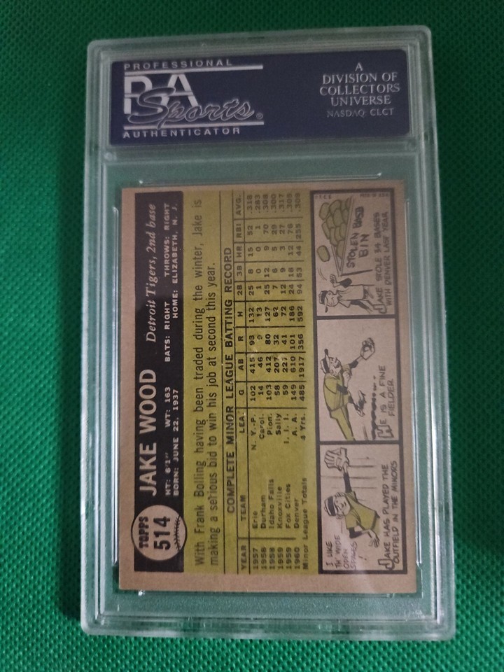 1961 Topps #514 Jake Wood Tigers PSA 9 MINT | eBay