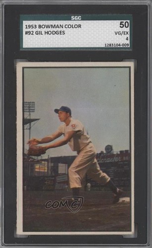 1953 Bowman Color Gil Hodges #92 SGC 50 HOF | eBay