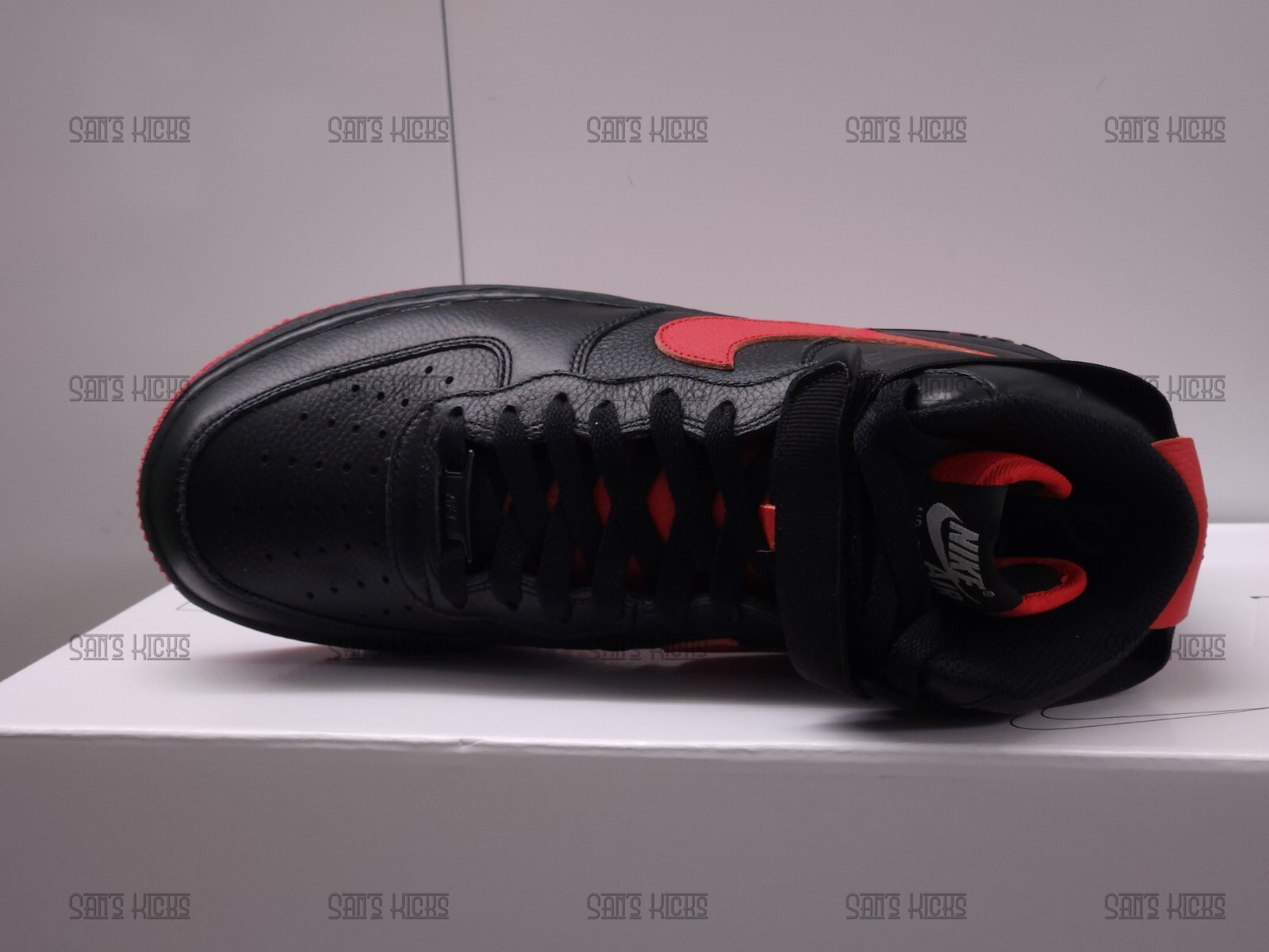 Men's Nike Air Force 1 High Leather Black Red Swoosh All Sizes New ...