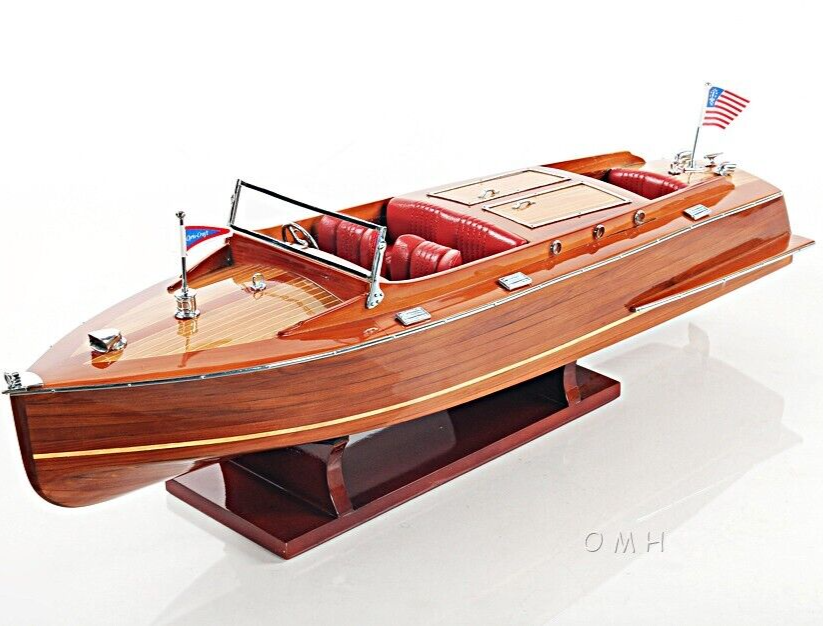 Wooden BOAT MODEL 'Chris Craft Runabout' Display Speedboat Nautical ...