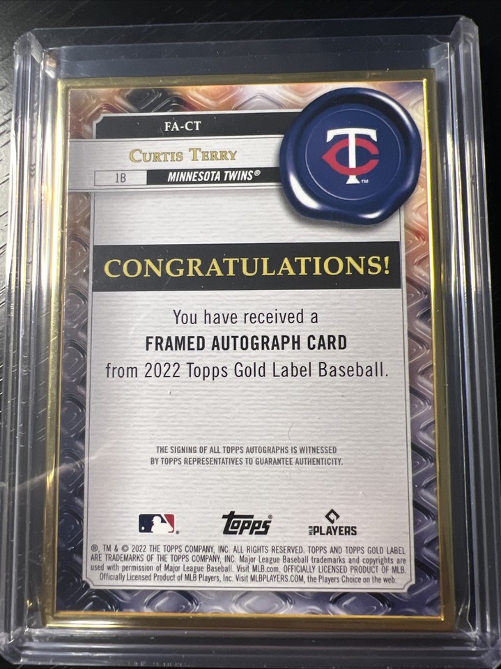 CURTIS TERRY RC 2022 Topps Gold Label Gold Framed On Card Auto TWINS | eBay